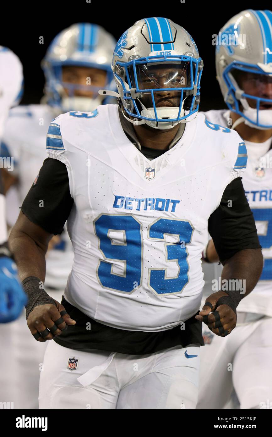 Detroit Lions defensive end Josh Paschal (93) runs onto the field ...