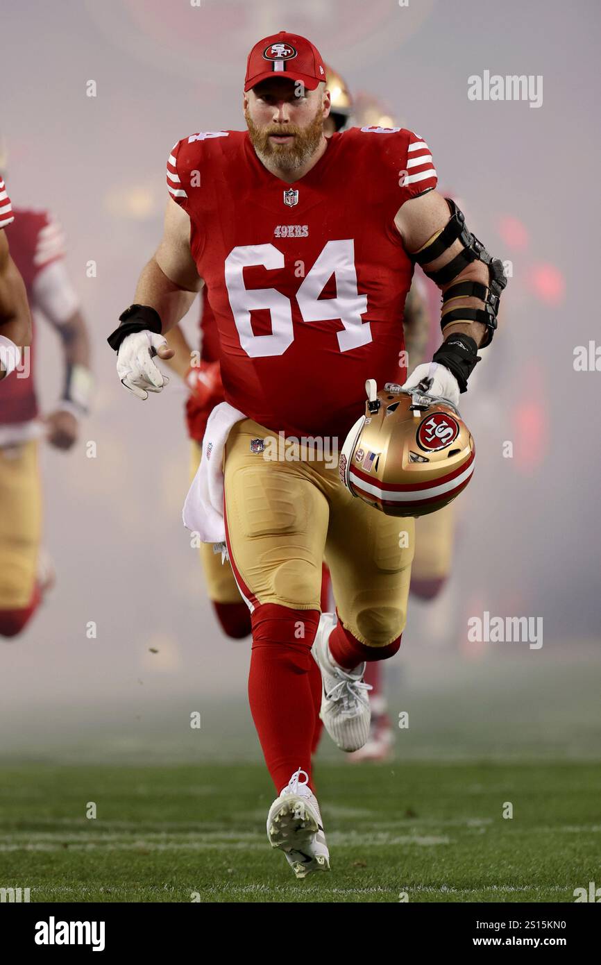 San Francisco 49ers center Jake Brendel (64) runs onto the field during ...