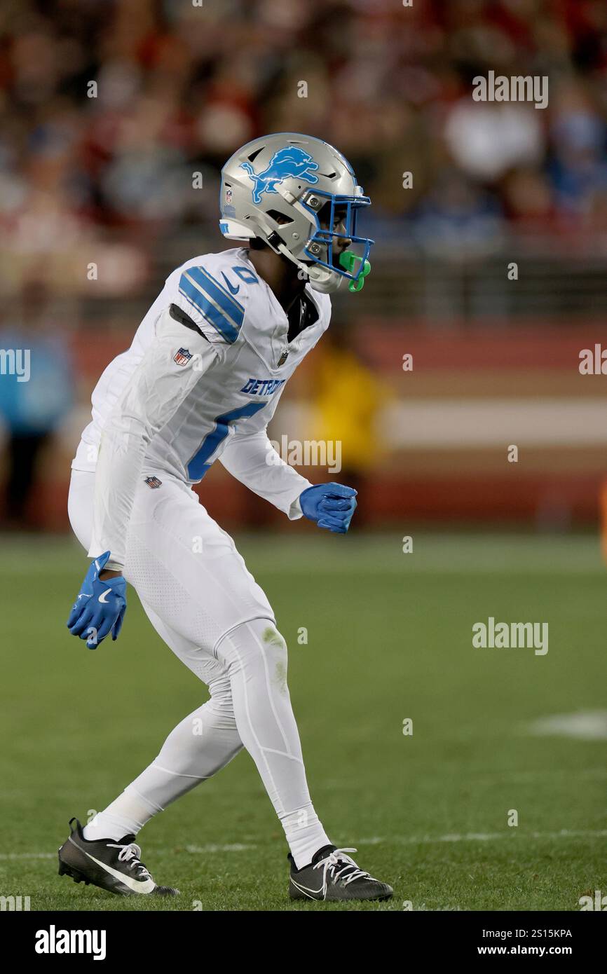 Detroit Lions cornerback Terrion Arnold (0) defends during an NFL ...