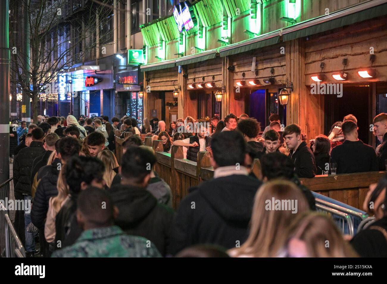 Broad Street, Birmingham 31st December 2024 - Huge queues have formed ...