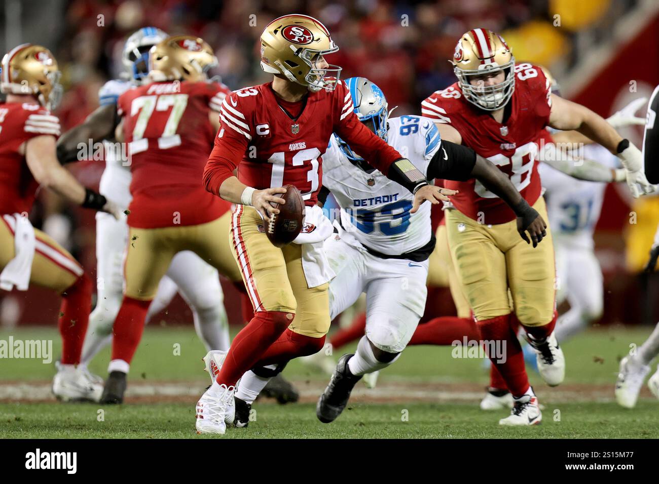 San Francisco 49ers quarterback Brock Purdy (13) throws during an NFL ...