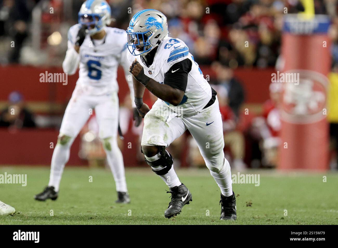 Detroit Lions defensive end Josh Paschal (93) rushes during an NFL ...