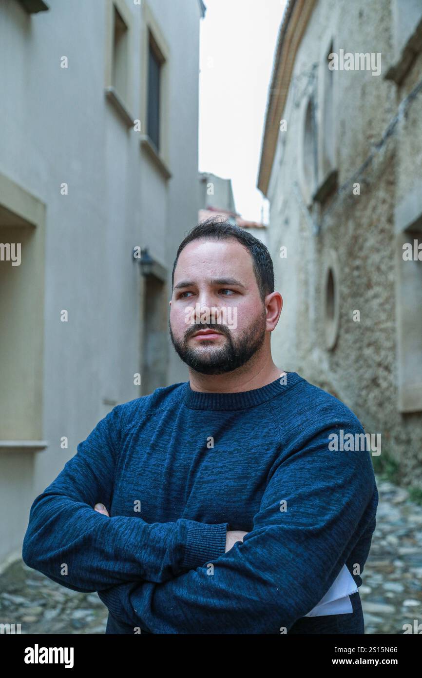 Man In The Small Town Angry Stock Photo - Alamy