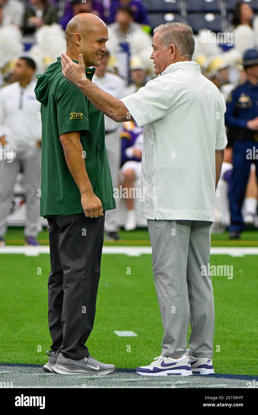 HOUSTON, TX - DECEMBER 31: Baylor head coach Dave Aranda chats with LSU ...