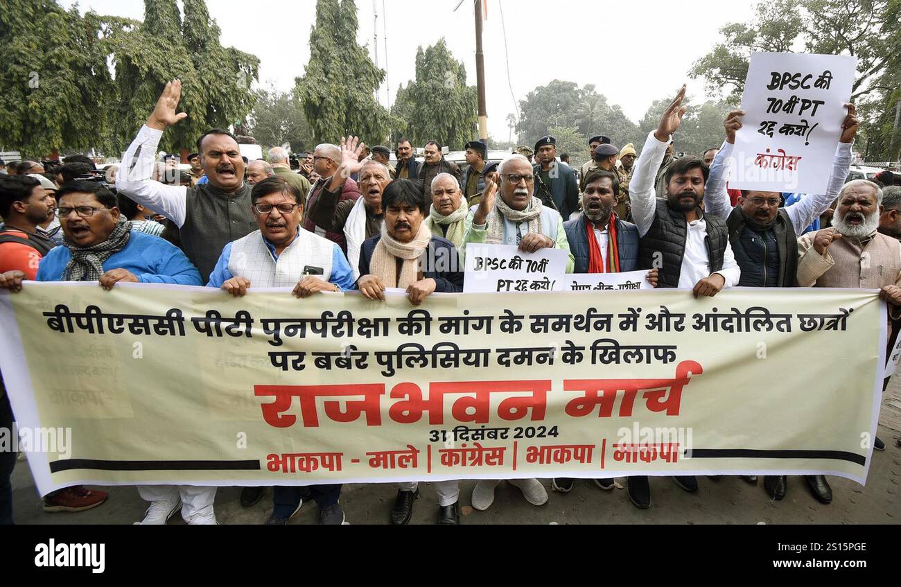 Patna, India. 31st Dec, 2024. PATNA, INDIA - DECEMBER 31: Congress, CPI ...