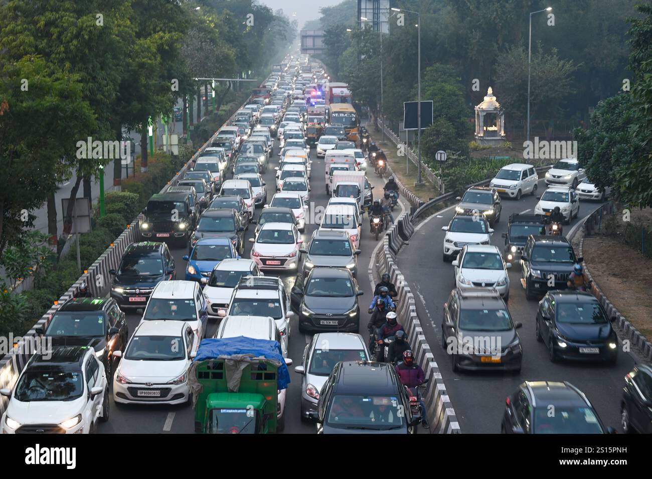 NOIDA, INDIA - DECEMBER 31: A view of traffic jam at Noida-Greater ...