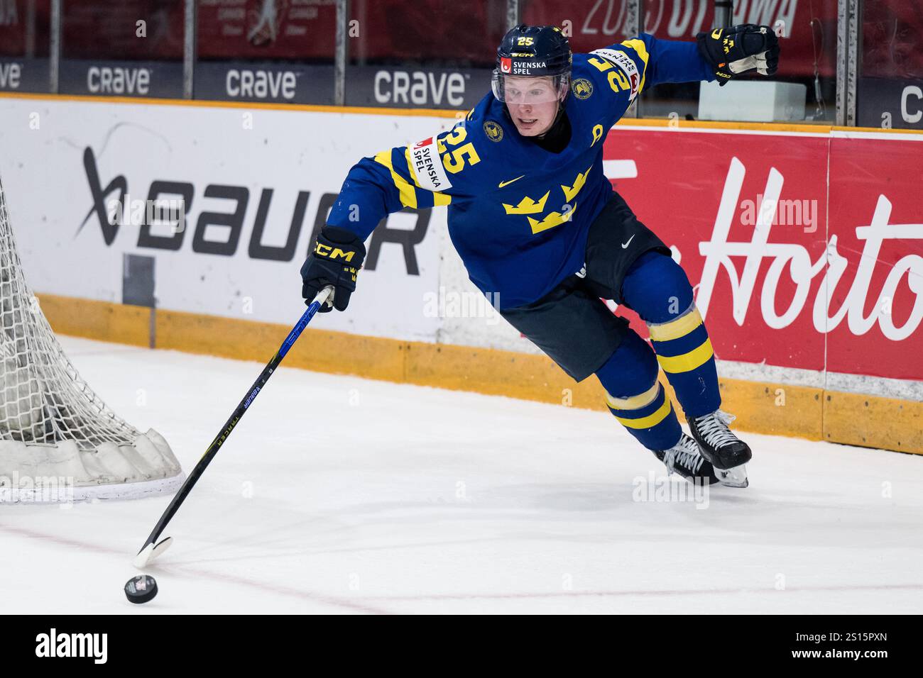 Otto Stenberg of, Sweden. , . during the 2025 IIHF World Junior ...