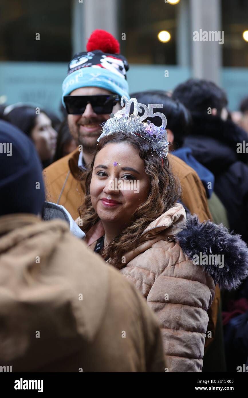NEW YORK, NY - DECEMBER 31: A spectacular view of Times Square with ...
