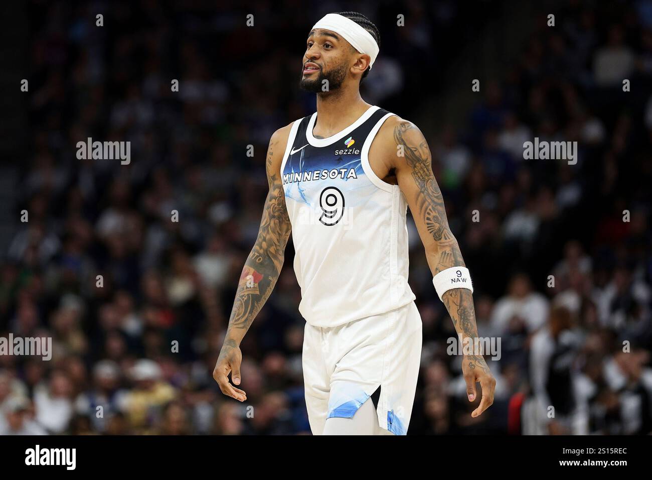 Minnesota Timberwolves guard Nickeil Alexander-Walker (9) looks on ...