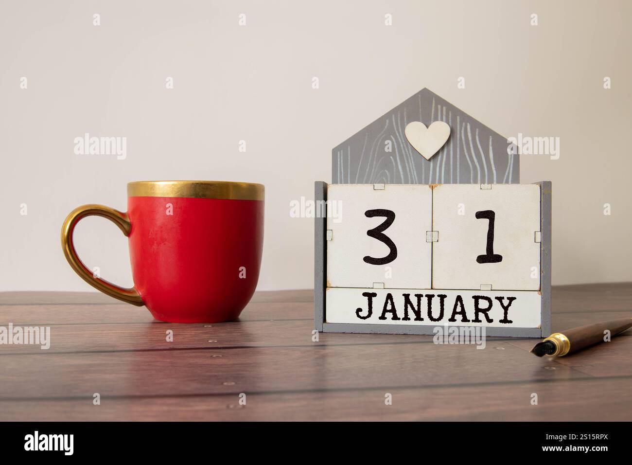 Wooden Calendar Showing the Date of January 31th. Day 31 of January ...