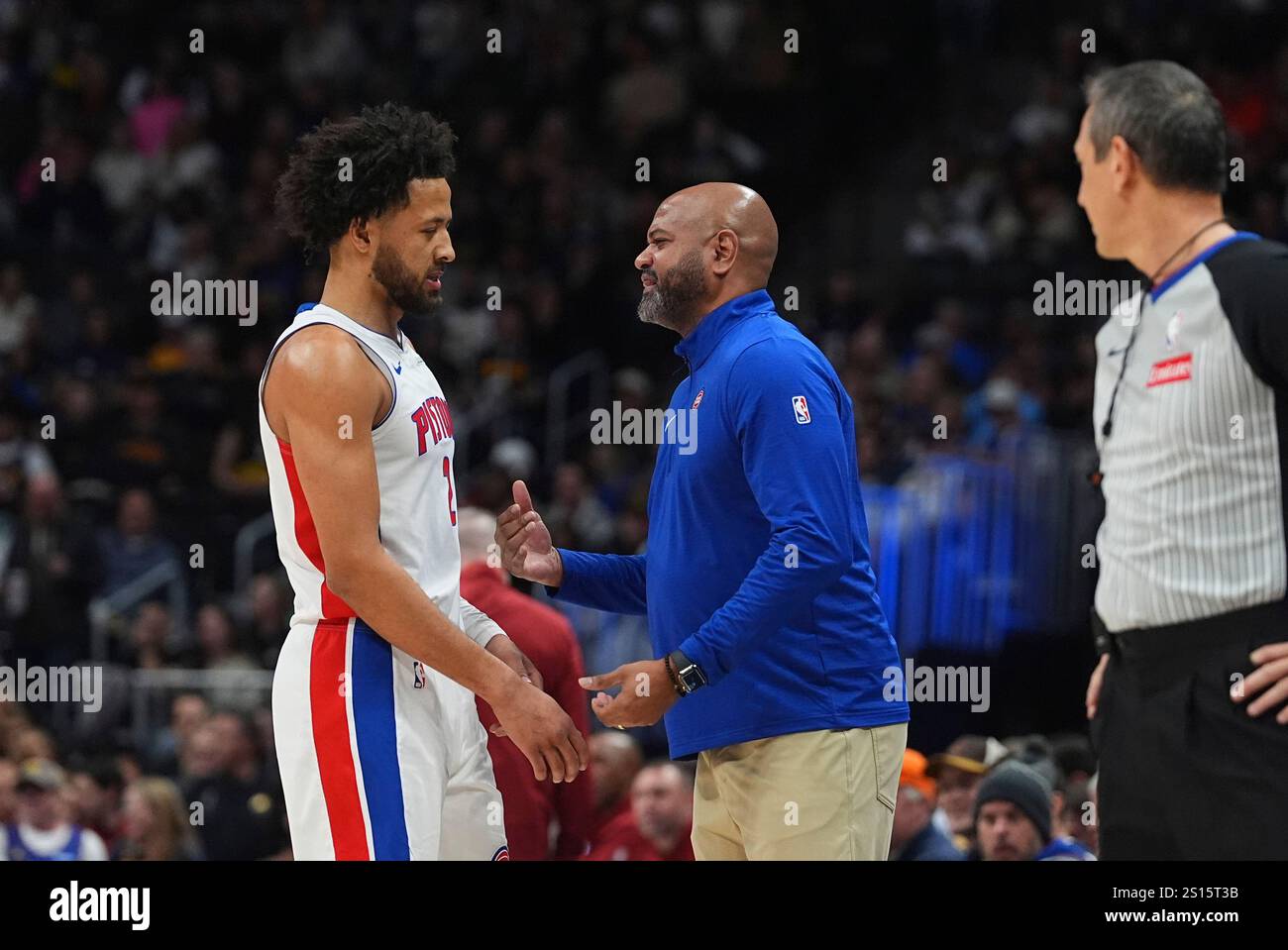 Detroit Pistons guard Cade Cunningham (2) confers with Detroit Pistons ...