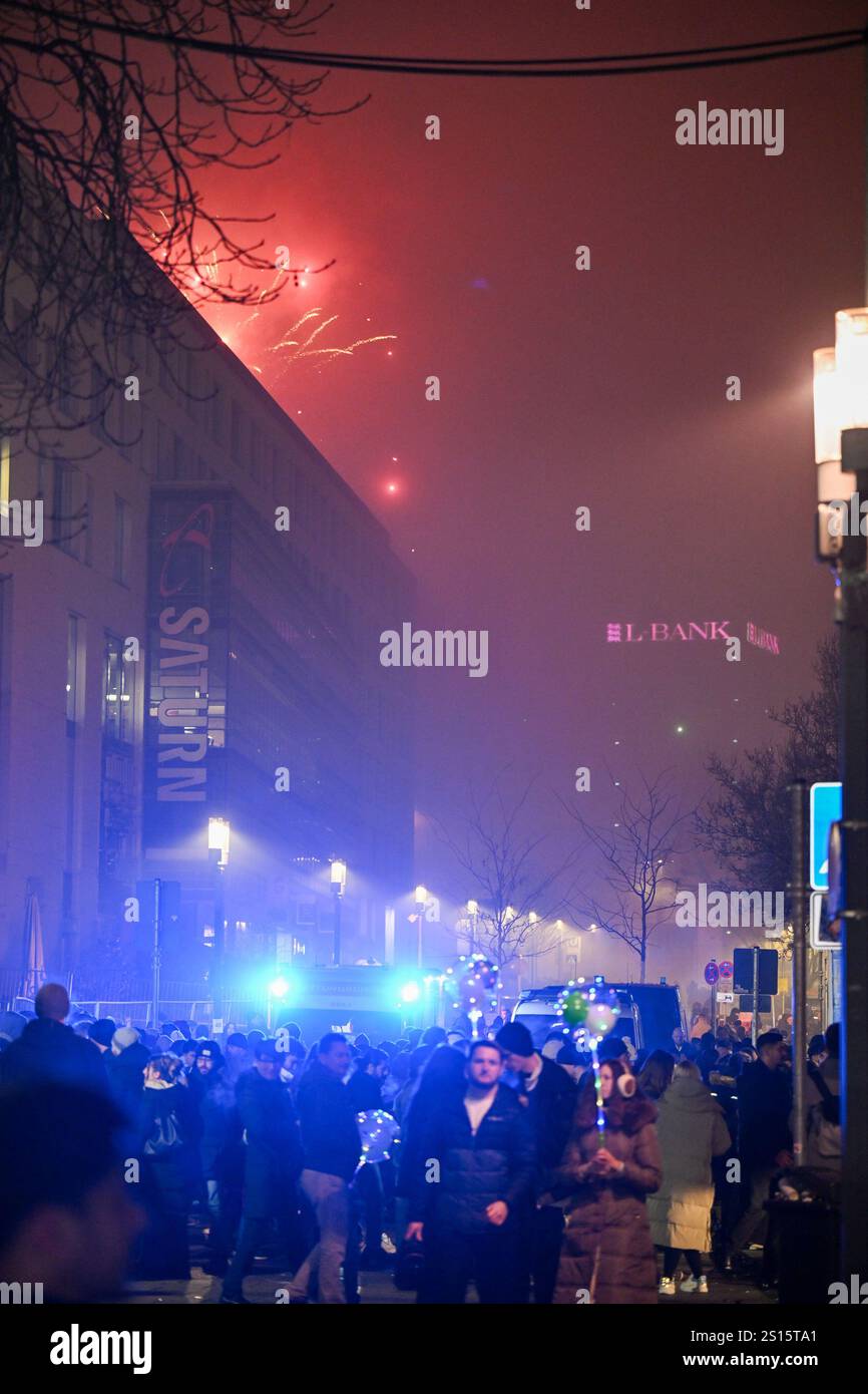 Stuttgart, Germany. 01st Jan, 2025. An ambulance is parked at a New ...