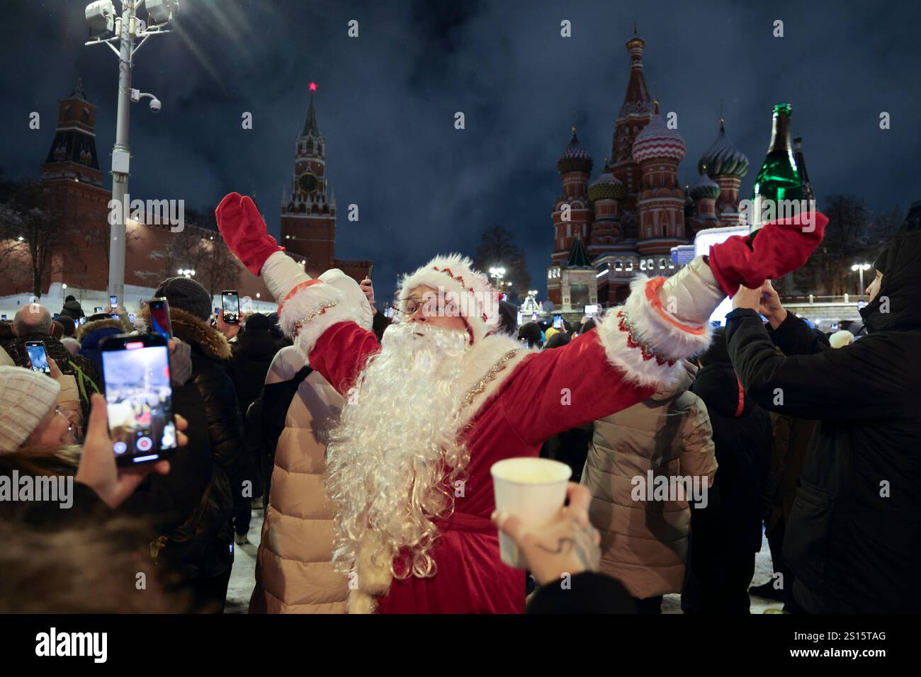 A man dressed as Ded Moroz (Santa Claus, or Father Frost) and other ...