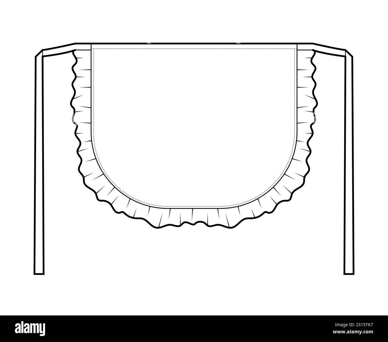 Maid Apron with Ruffles Scalloped technical fashion illustration ...