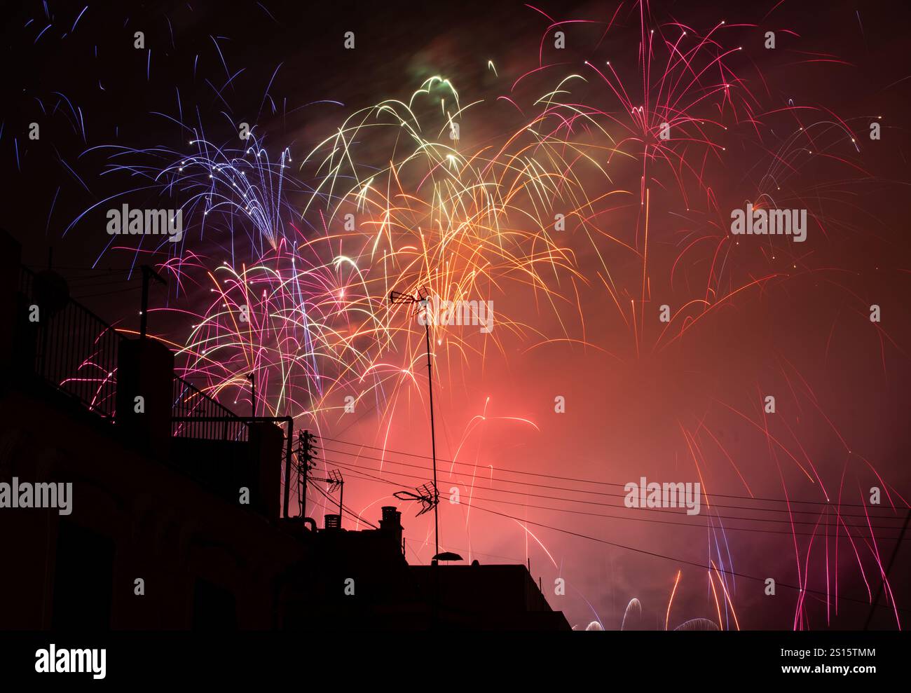Valencia, Spain, January 1, 2025. Fireworks to celebrate New Year's Eve ...