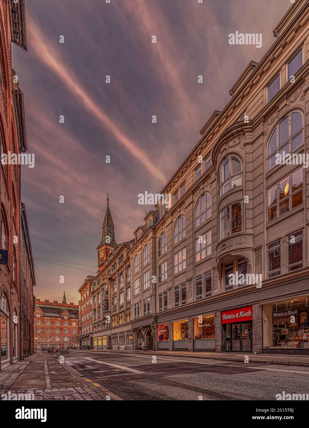 Copenhagen Farvergade and its brick buildings in the inner city at ...