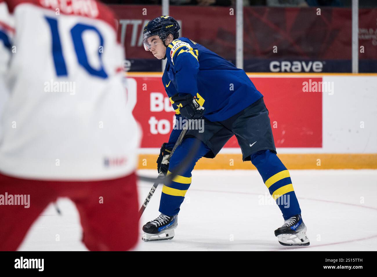 Felix Unger Sörum of, Sweden. , . scores 3-1 during the 2025 IIHF World ...