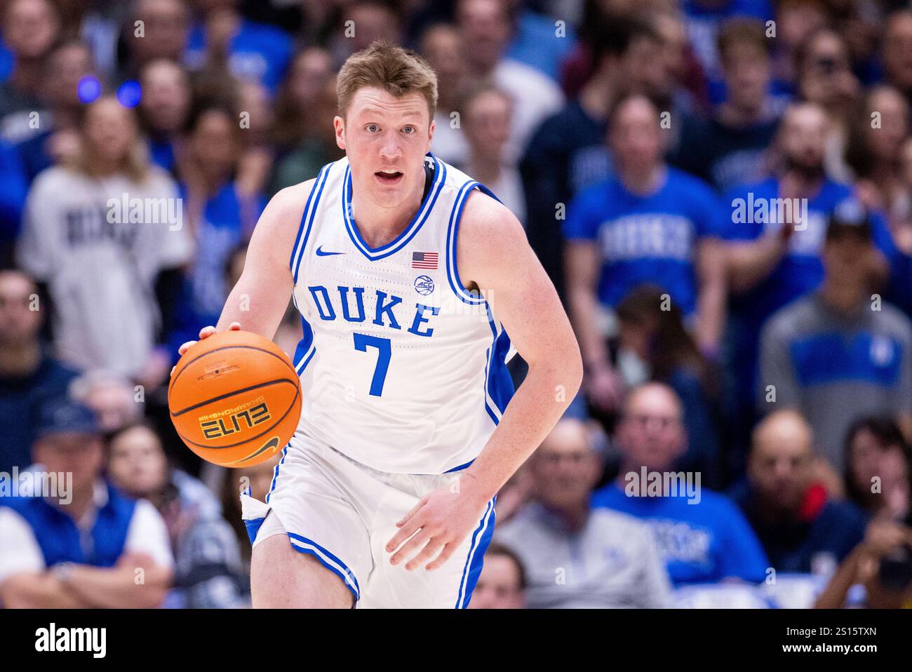 December 31, 2024: Duke guard Kon Knueppel (7) brings the ball up court ...
