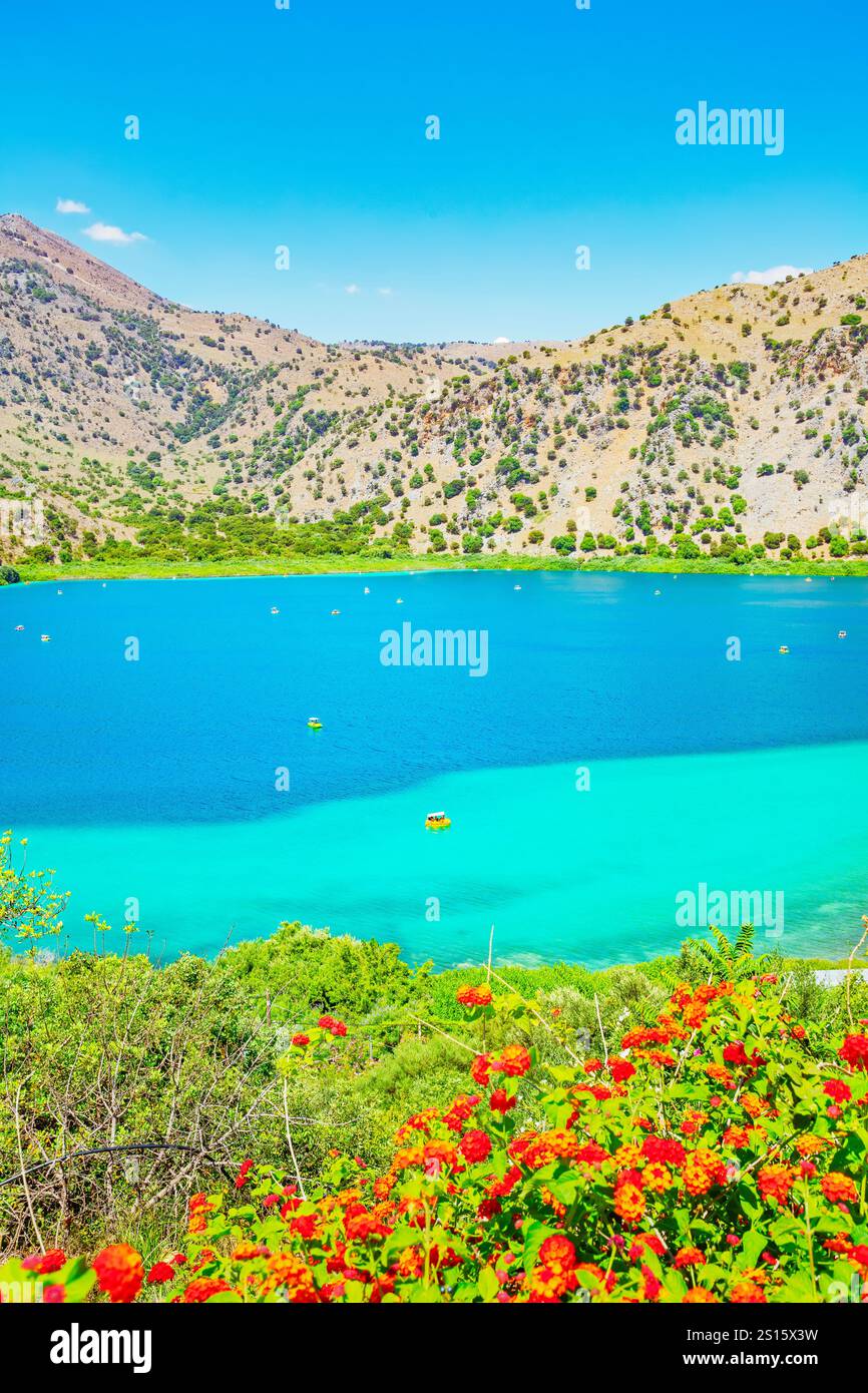 Lake Kournas, Georgioupolis, Chania, Crete, Greek Islands, Greece Stock ...