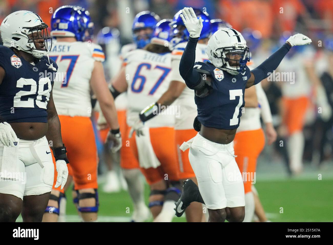Penn State defensive end Abdul Carter celebrates a missed field goal by ...
