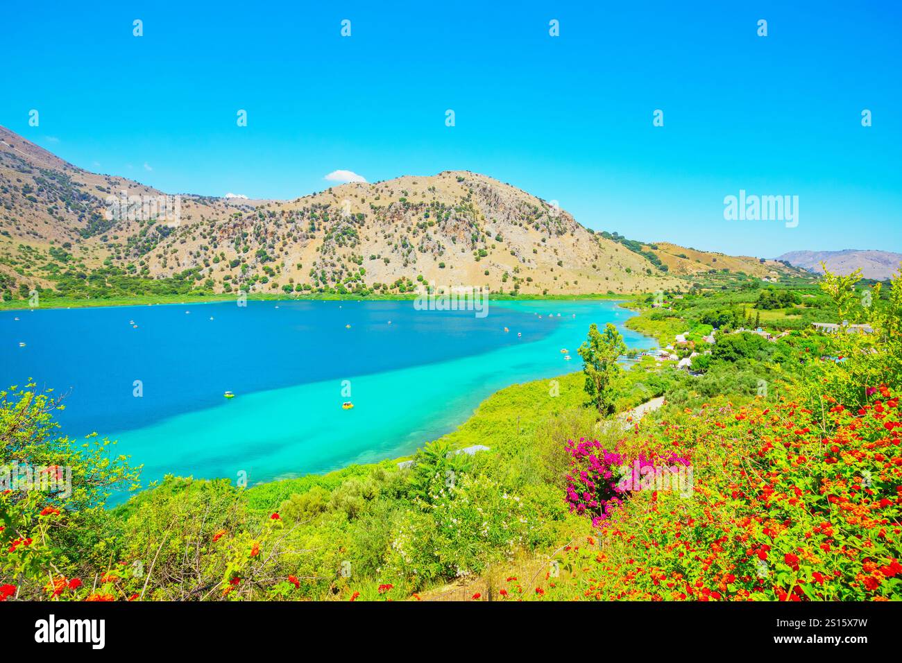 Lake Kournas, Georgioupolis, Chania, Crete, Greek Islands, Greece Stock ...