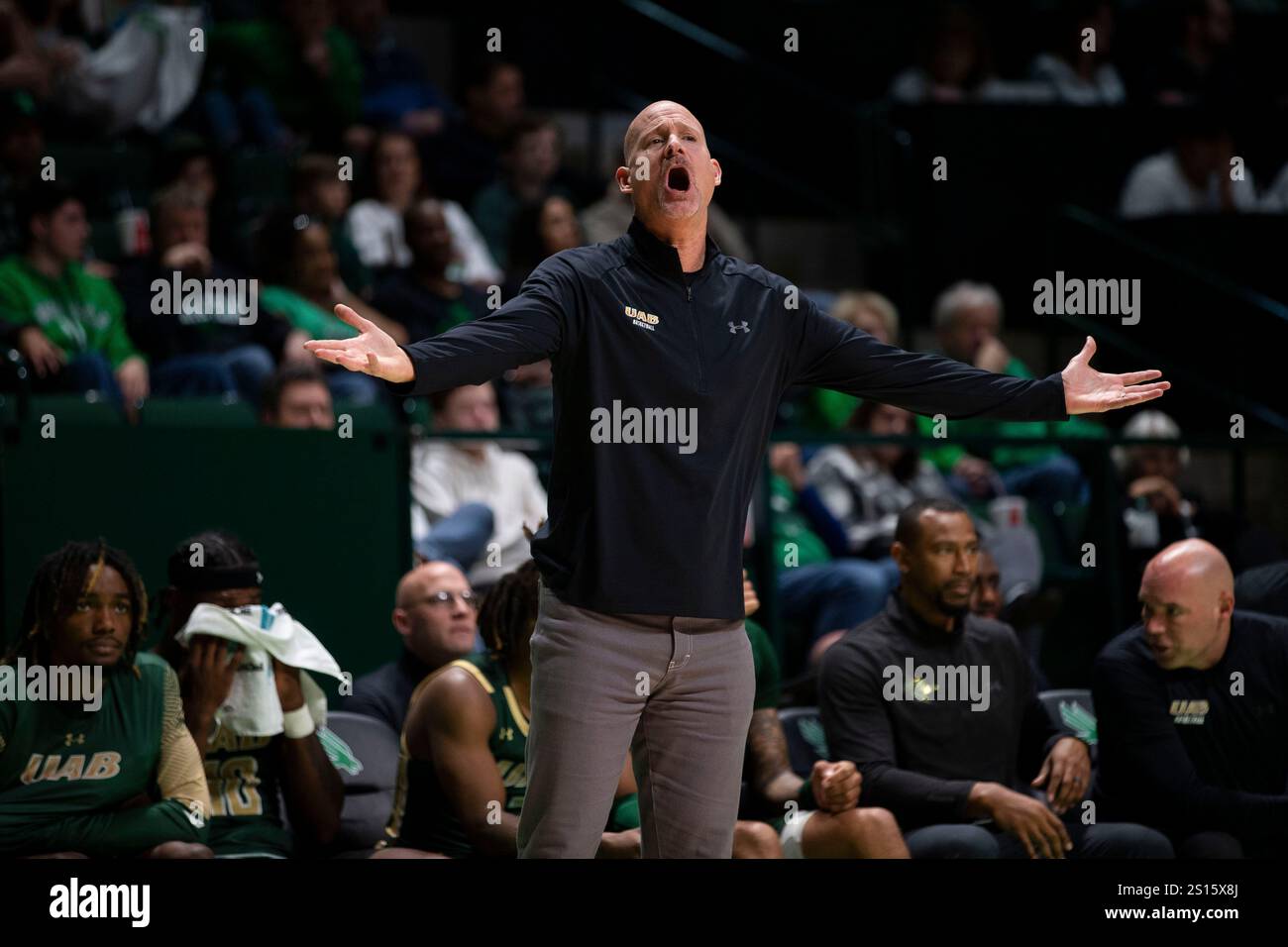 Denton, Texas, USA. 31st Dec, 2024. UAB head coach ANDY KENNEDY reacts ...