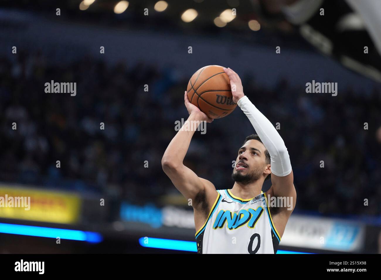 Indiana Pacers guard Tyrese Haliburton (0) in action as the Milwaukee ...