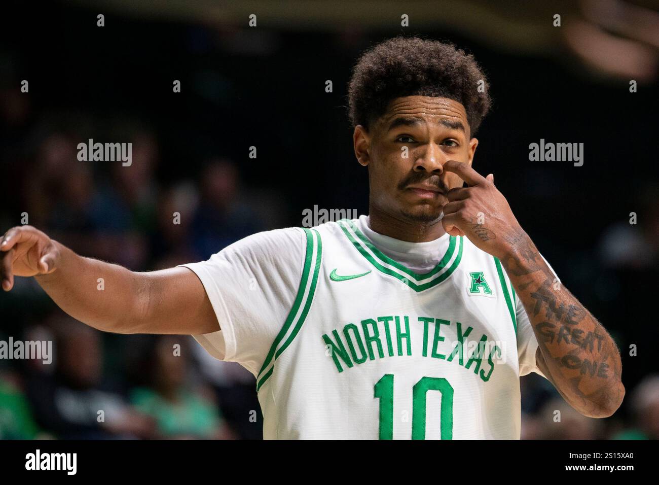 Denton, Texas, USA. 31st Dec, 2024. North Texas guard ATIN WRIGHT (10 ...