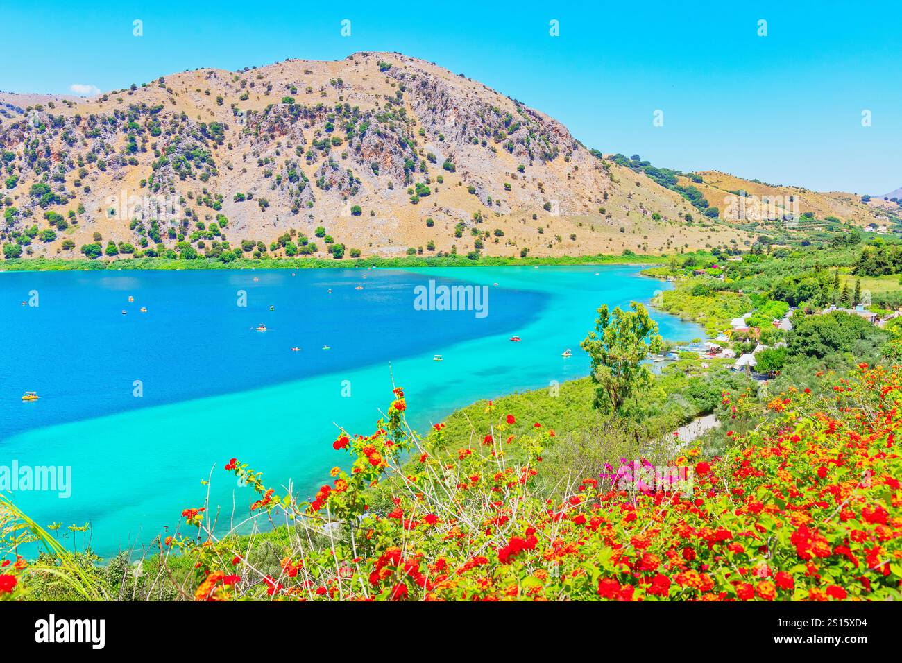 Lake Kournas, Georgioupolis, Chania, Crete, Greek Islands, Greece Stock ...