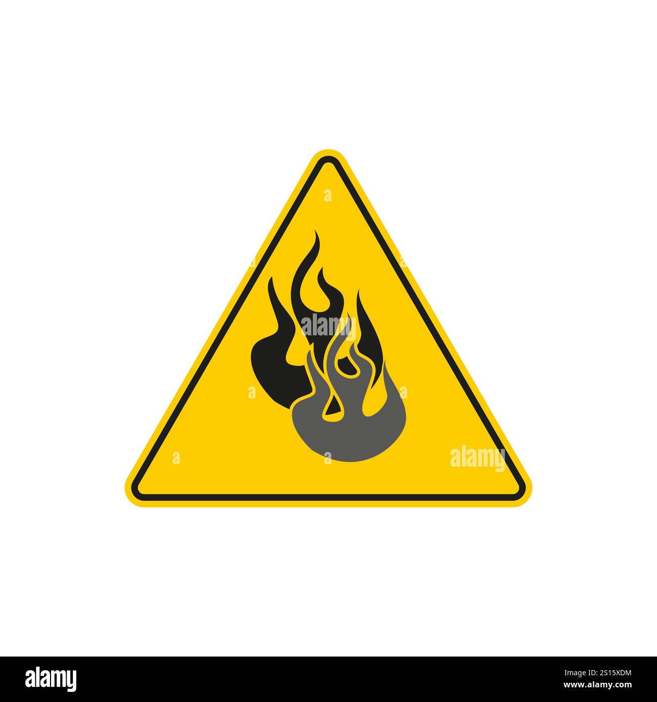 Fire hazard icon. Burning flames triangle. Yellow warning sign. Safety ...