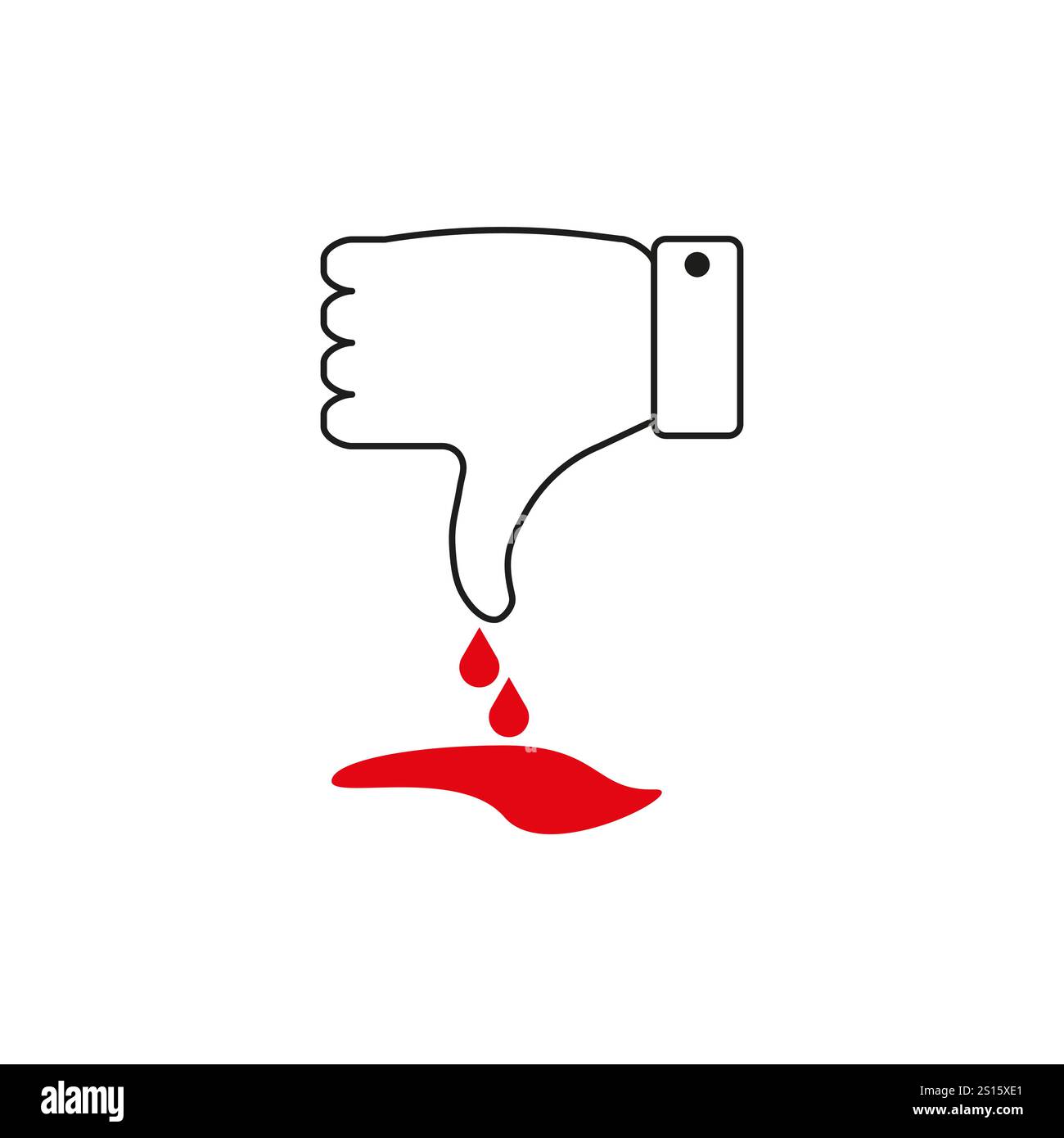 Thumb down icon. Blood drops symbol. Negative feedback illustration ...