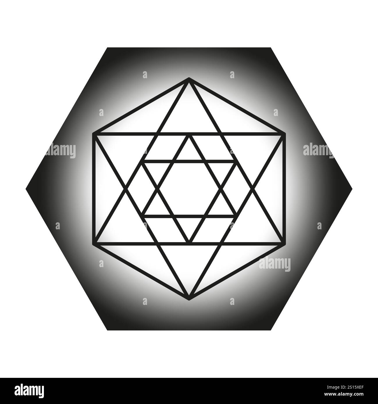 Hexagon geometric figure. Symmetrical vector shape. Line art pattern ...