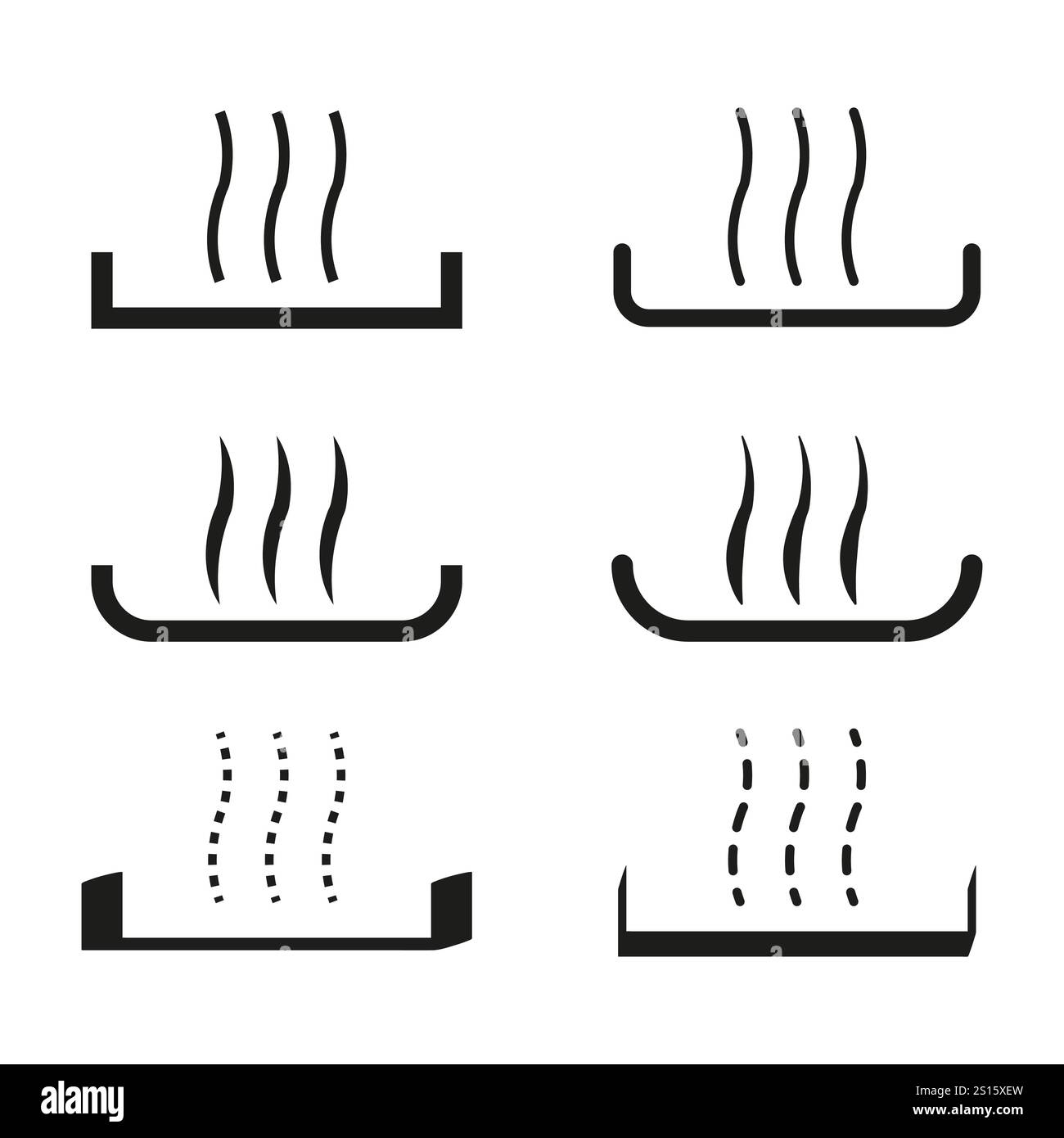 Steam icon set. Heat emission symbols. Vapor graphic elements. Vector ...