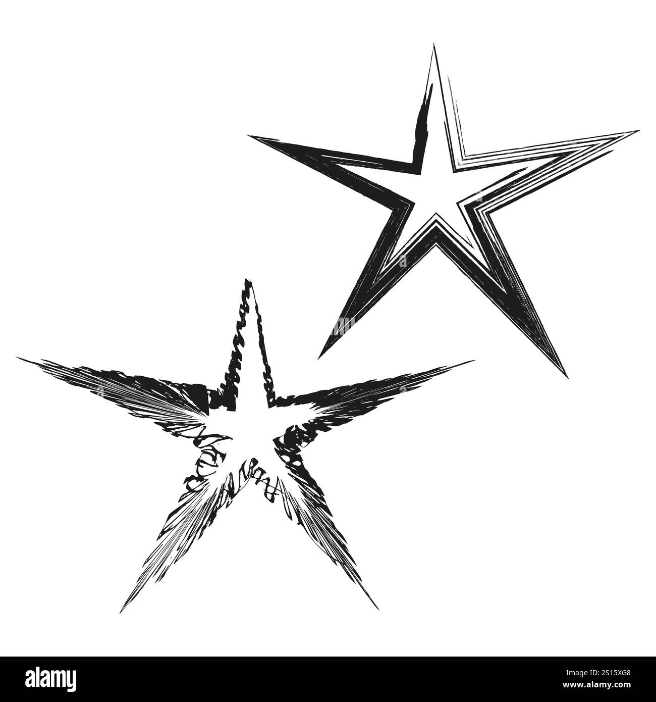 Star symbol. Artistic star shape. Hand-drawn star graphic. Vector ...