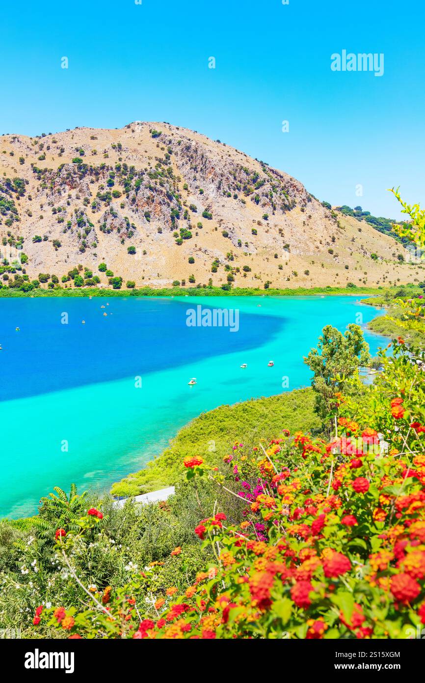 Lake Kournas, Georgioupolis, Chania, Crete, Greek Islands, Greece Stock ...