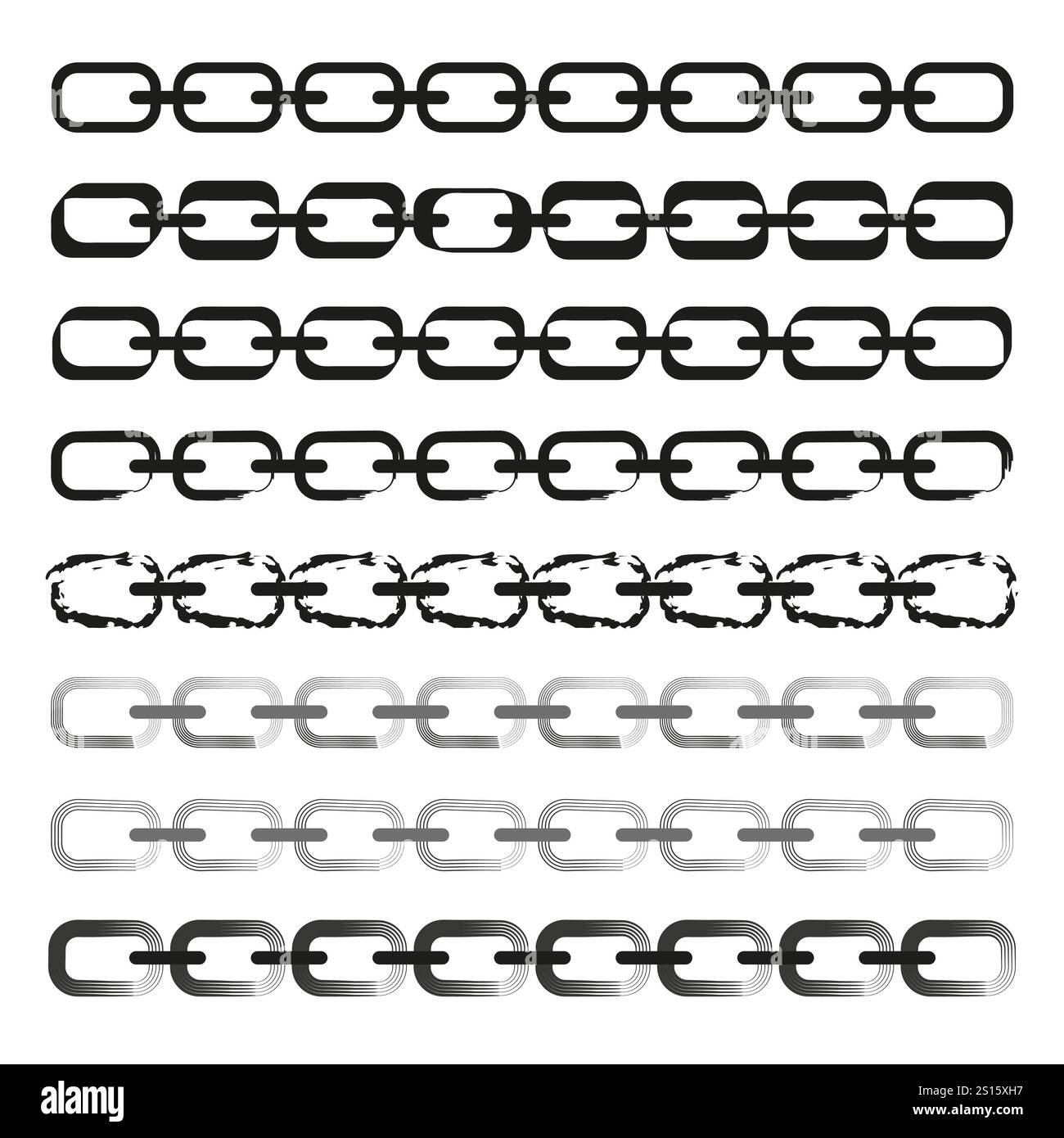 Chain Icons Linked Shapes Vector Metal Connection Symbol Outline Illustration Stock Vector