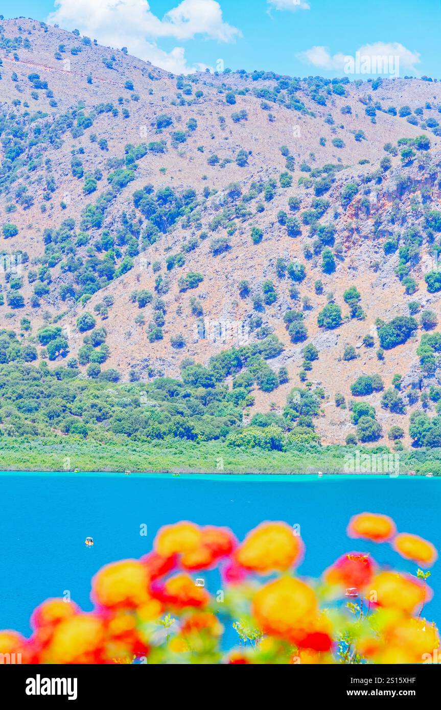 Lake Kournas, Georgioupolis, Chania, Crete, Greek Islands, Greece Stock ...