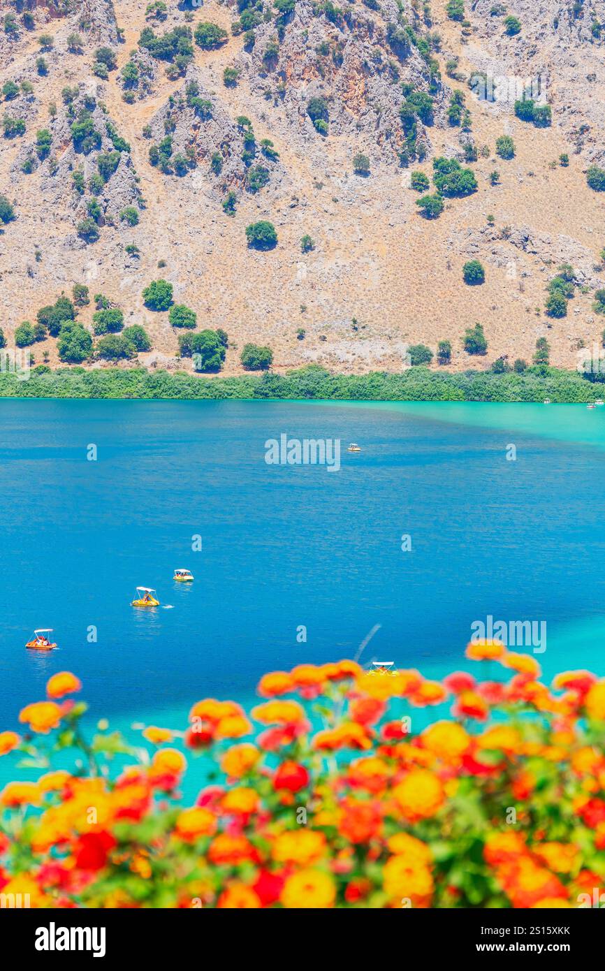 Lake Kournas, Georgioupolis, Chania, Crete, Greek Islands, Greece Stock ...
