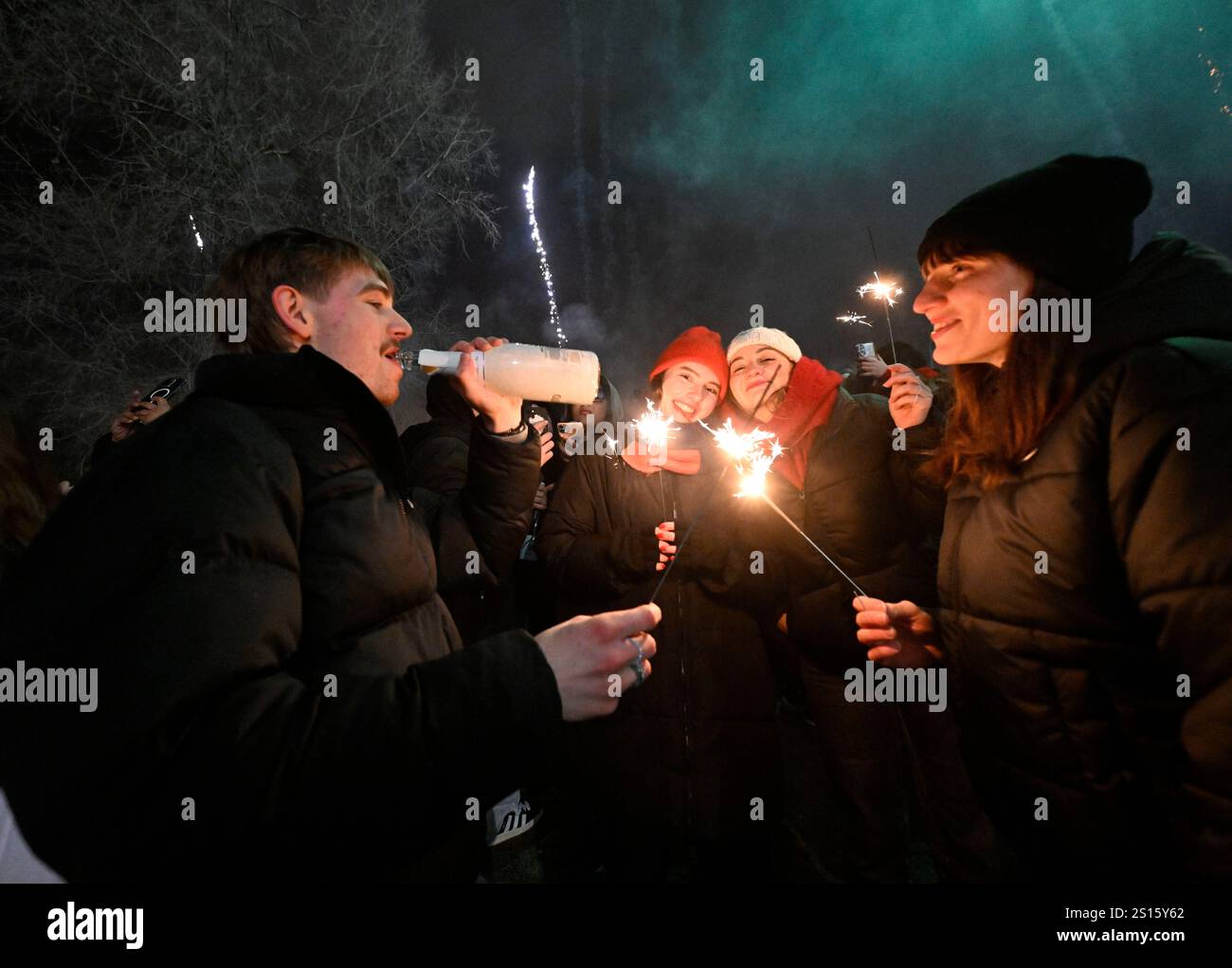 New Year's Eve celebrations and fireworks in Prague, Czech Republic ...