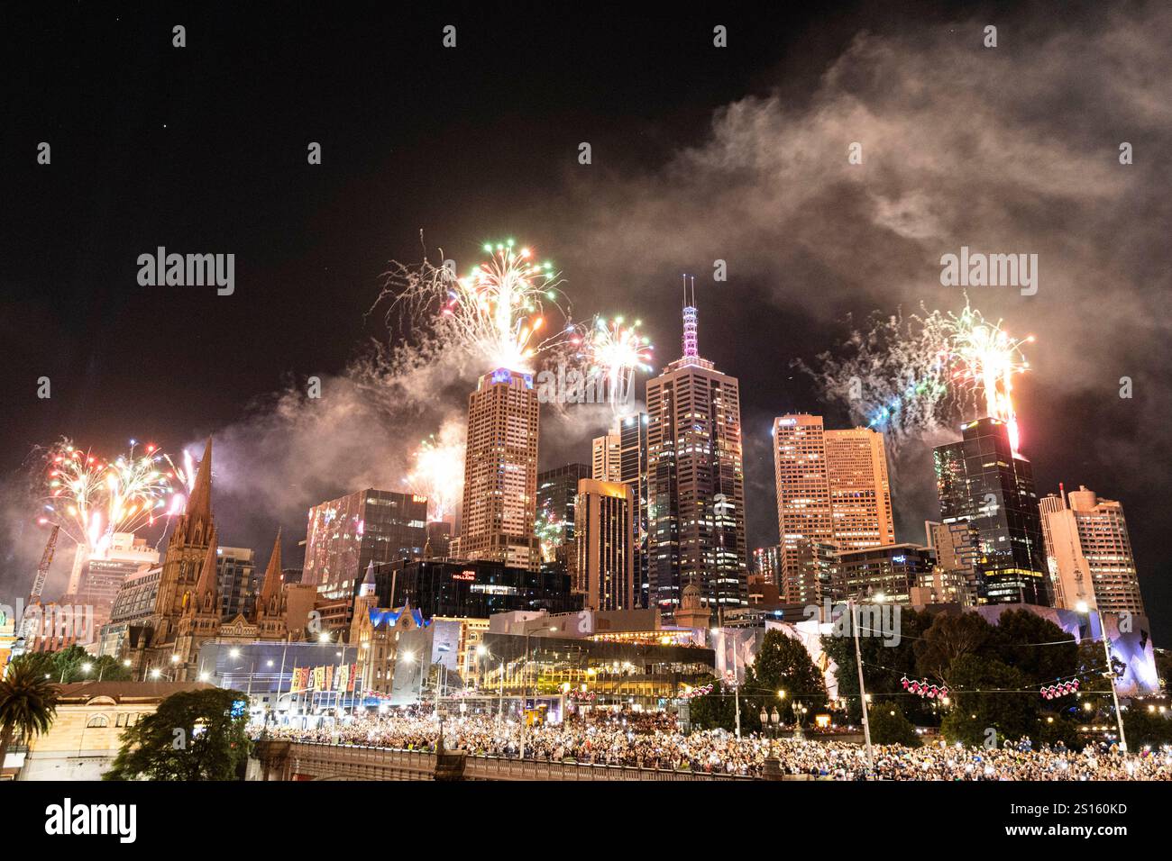 Fireworks light up Melbourne's cityscape, with Flinders Street Station ...