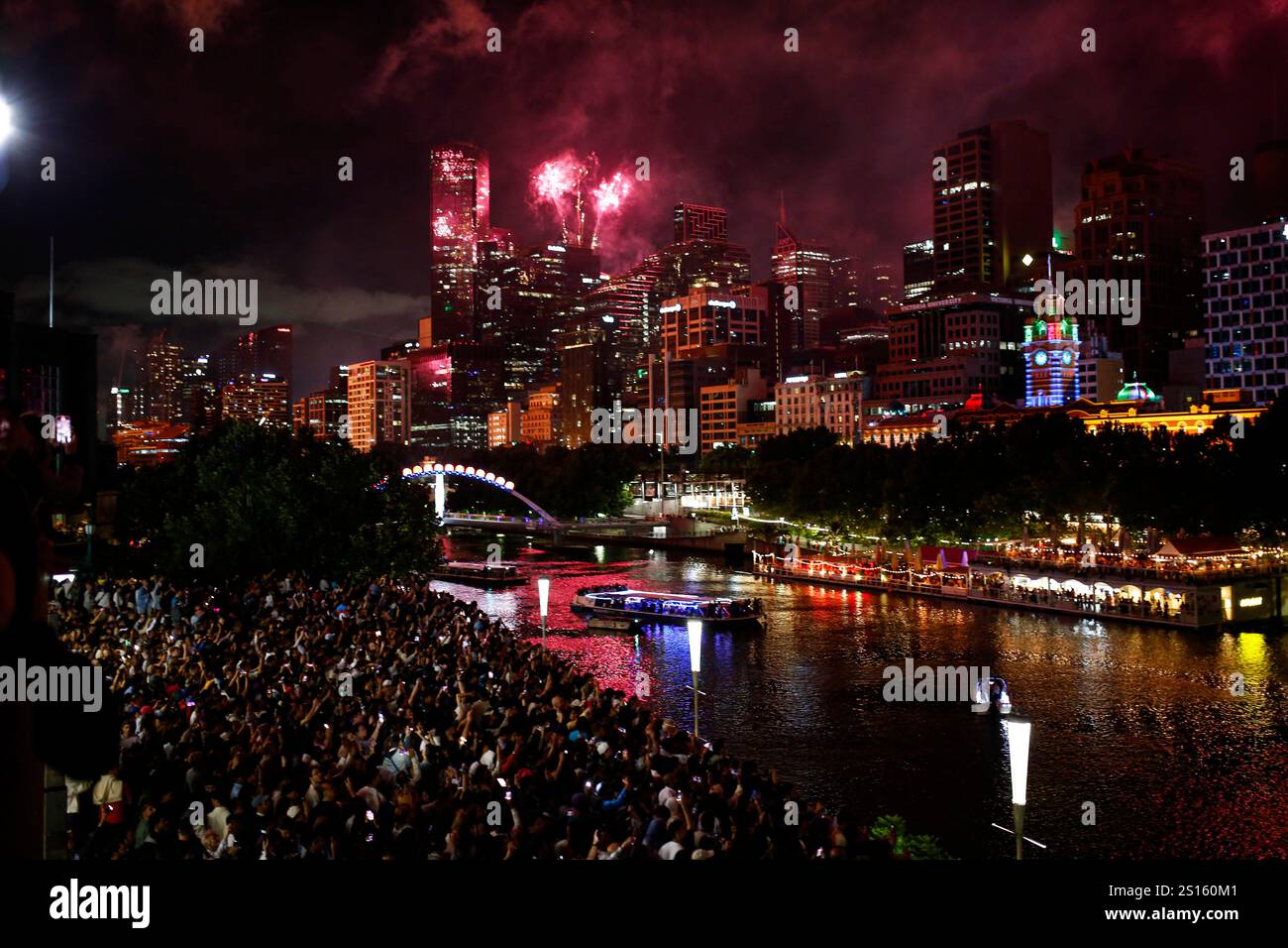 Crowds gather near Melbourne’s iconic landmarks to witness the dazzling ...