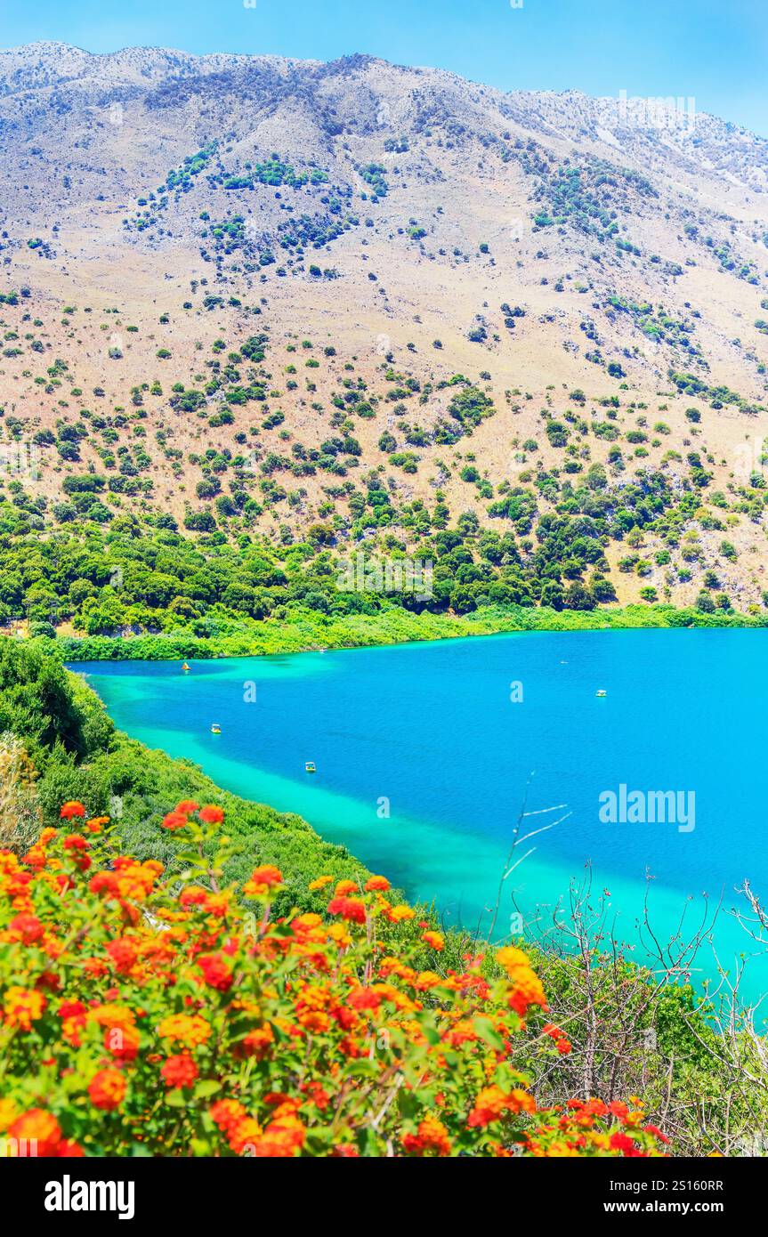 Lake Kournas, Georgioupolis, Chania, Crete, Greek Islands, Greece Stock ...