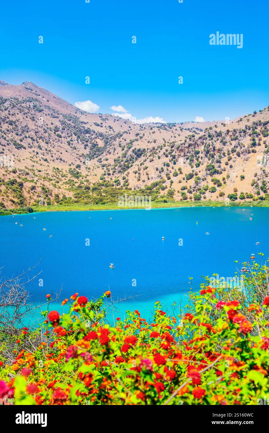Lake Kournas, Georgioupolis, Chania, Crete, Greek Islands, Greece Stock ...