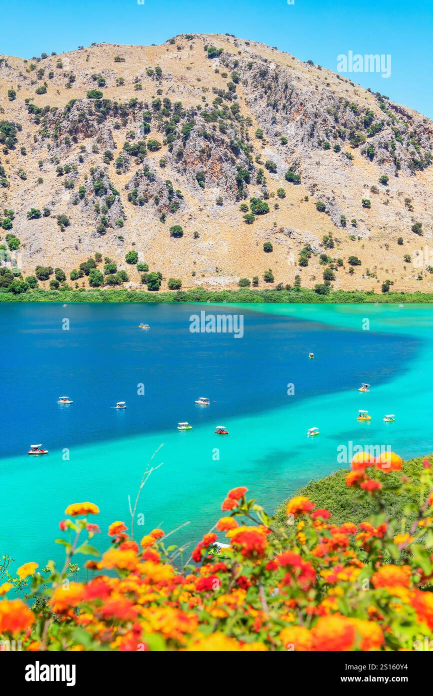 Lake Kournas, Georgioupolis, Chania, Crete, Greek Islands, Greece Stock ...