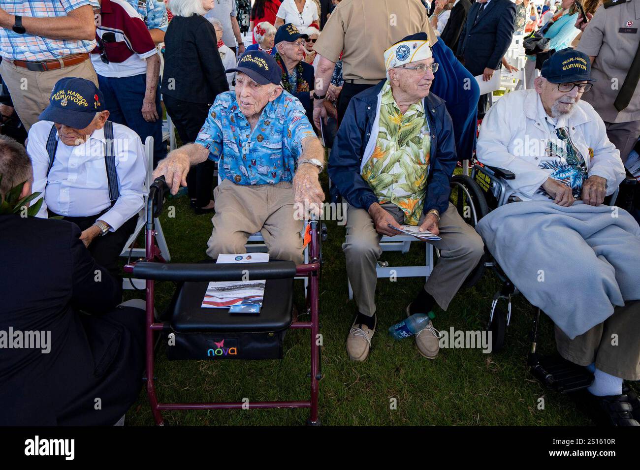 FILE - From left, Pearl Harbor survivors Harry Chandler, Ken Stevens ...
