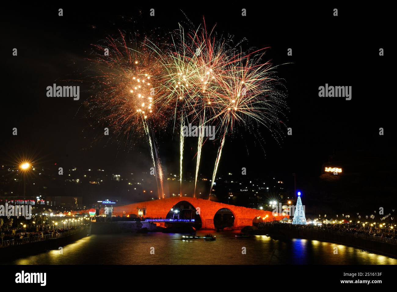 Zakho, Iraq. 01st Jan, 2025. Fireworks explode during the New Year ...