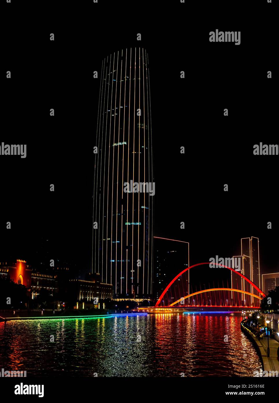 Colorful Tianjin World Financial Center Red Dagu Bridge Old Buildings ...
