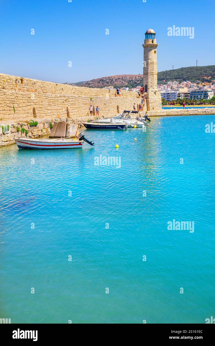 Venetian lighthouse, Rethymno, Crete, Greek Islands, Greece Stock Photo ...
