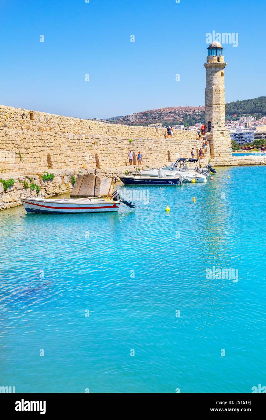 Venetian lighthouse, Rethymno, Crete, Greek Islands, Greece Stock Photo ...