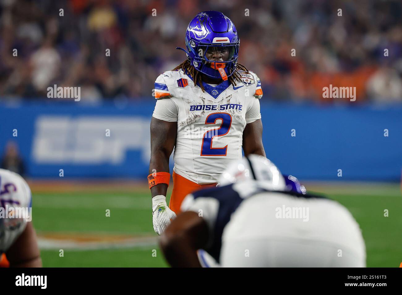 GLENDALE, AZ - DECEMBER 31: Running Back Ashton Jeanty #2 of the Boise State Broncos lines up ...